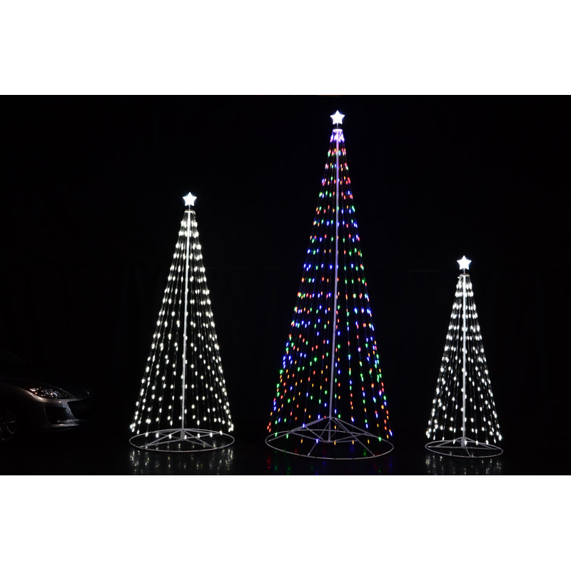 The Holiday Aisle® White LED Cone Tree with Collapsible Base Lighted ...