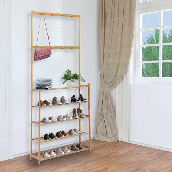 Red Barrel Studio® 69" 5-Tier Bamboo Hat and Coat Stand Entryway ...