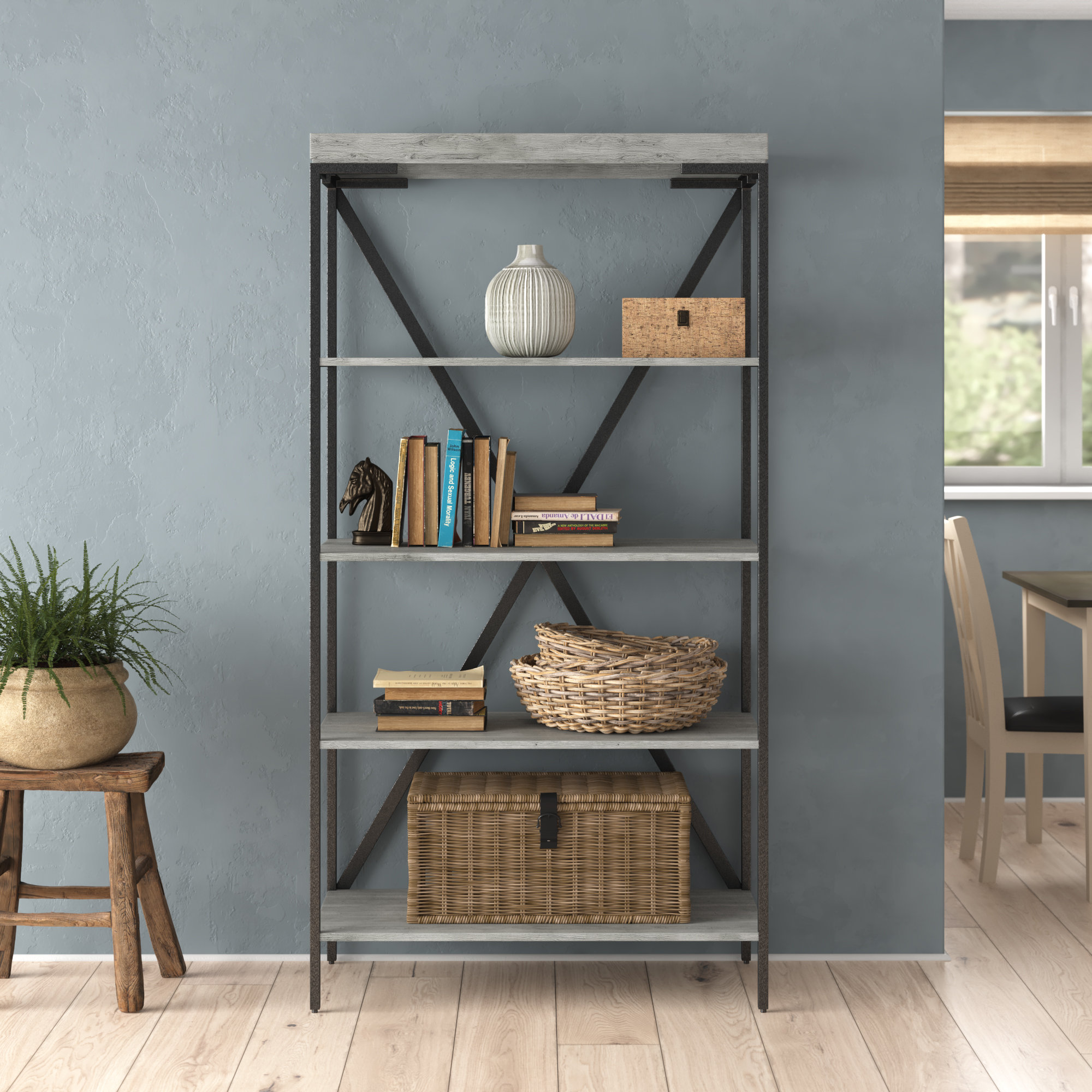 Blue Elephant 184.8Cm H x 95.25Cm W Iron Etagere Bookcase | Wayfair.co.uk