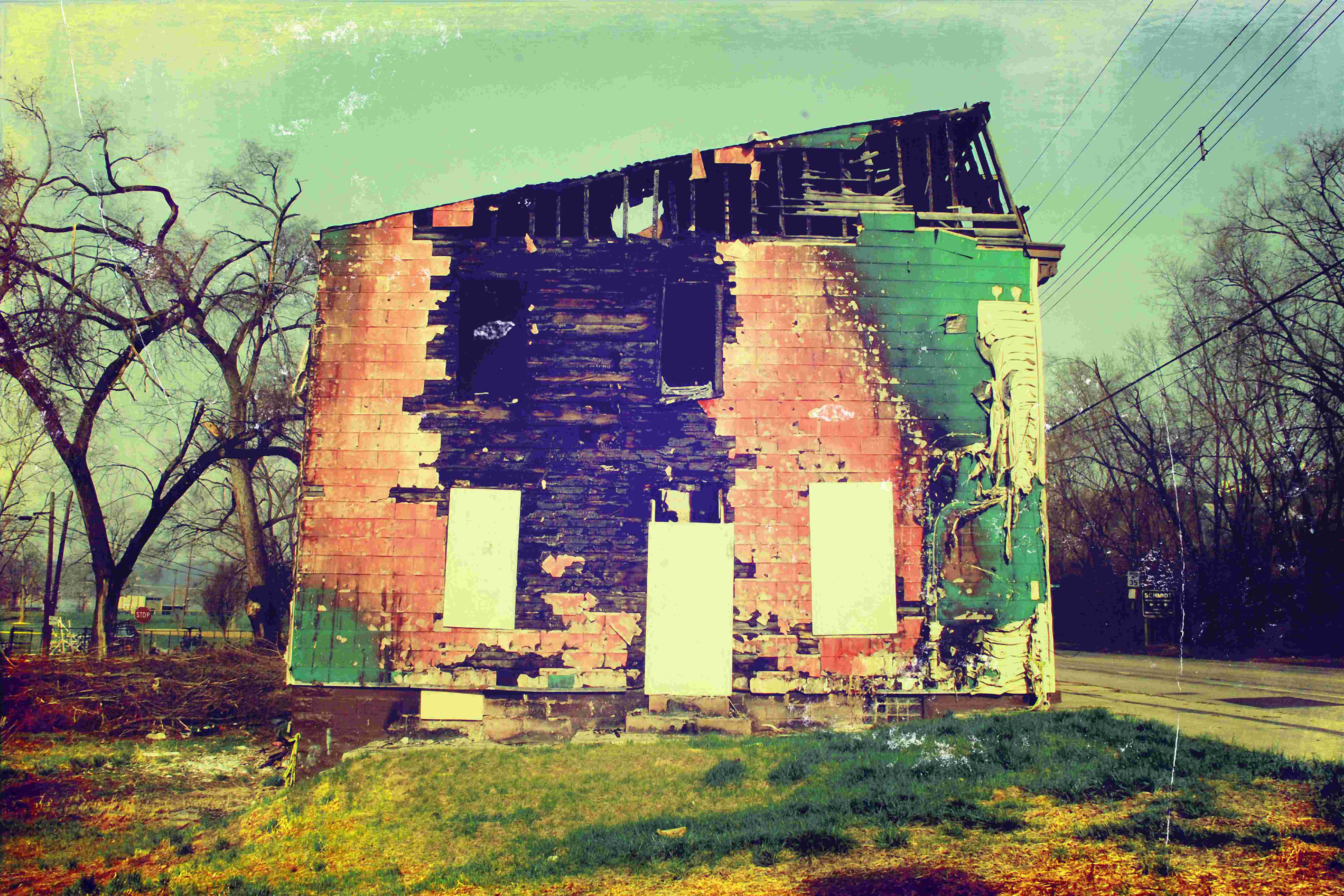 Ebern Designs Pho To Distressed Brick Building - Wrapped Canvas ...