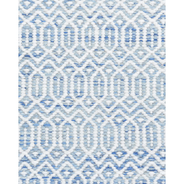 Beachcrest Home Rhian Geometric Hand Woven Wool Area Rug in Ivory/Blue ...