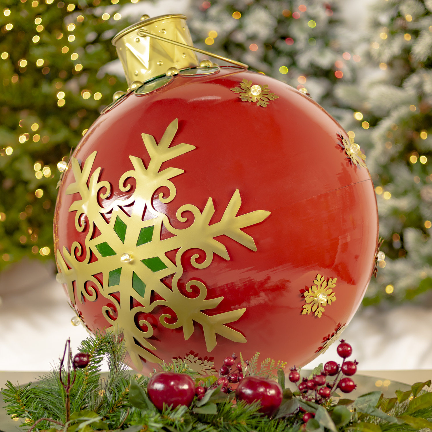 ZaerLtdInternational 28.27" Tall Oversized Metal Christmas Ball ...