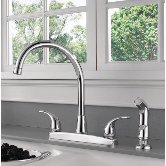 Peerless Faucets Double Handle Kitchen Faucet with Side Spray & Reviews ...