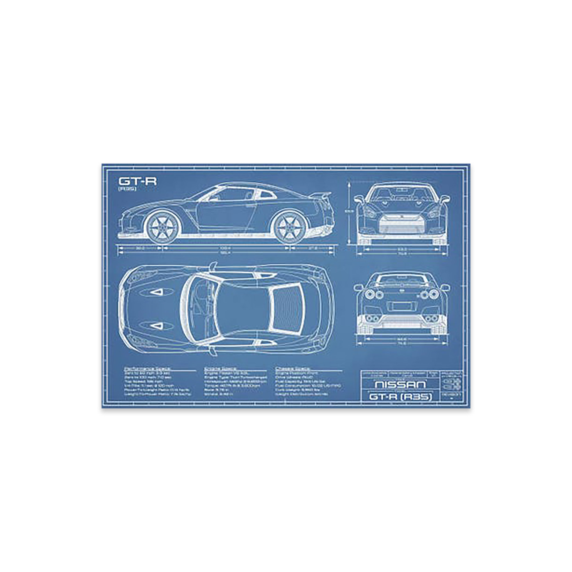 Williston Forge Nissan GT-R (R35) Skyline Blueprint by - Unframed ...