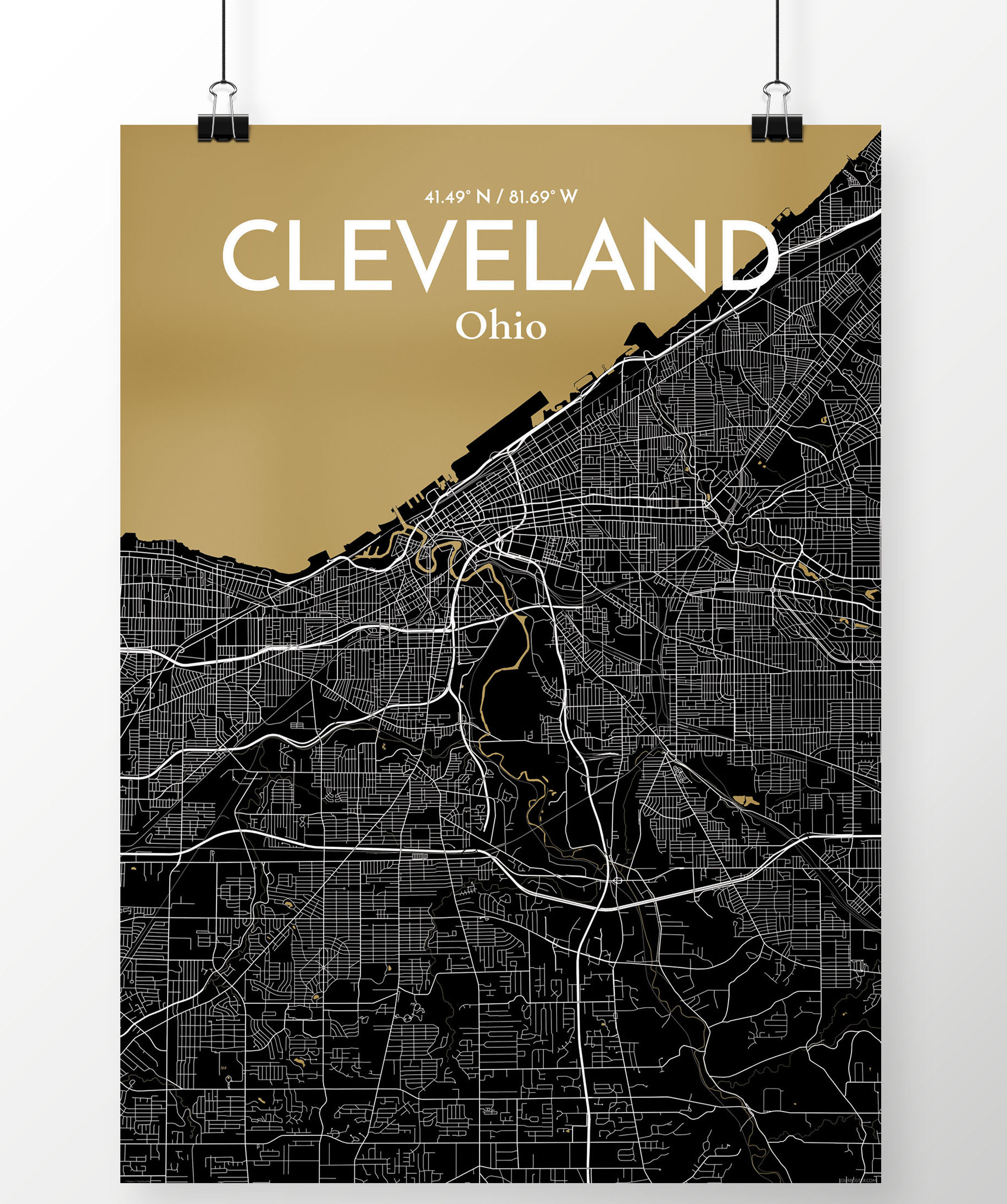 OurPoster.com Cleveland City Map - Panoramic Graphic Art | Wayfair