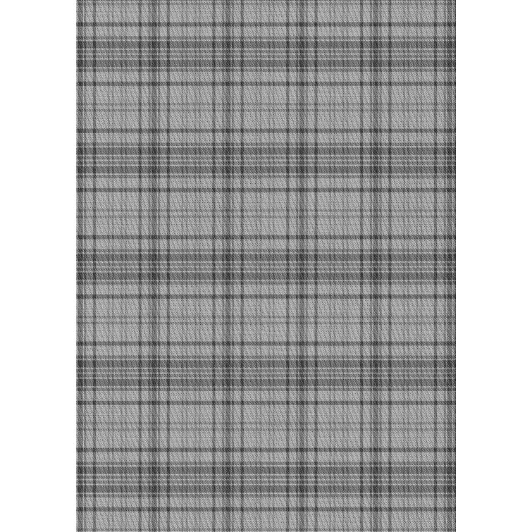 East Urban Home Plaid Wool Gray Area Rug | Wayfair