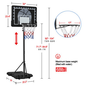 Yaheetech Height Adjustable Metal Portable Full-Size Basketball Hoop ...