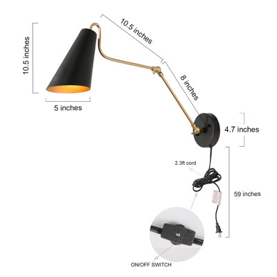 Corrigan Studio® Dalisia 1 - Light Dimmable Plug-in Swing Arm & Reviews ...
