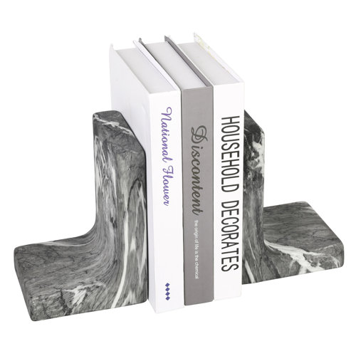 Orren Ellis L-Shaped Marble Style Ceramic Bookends & Reviews | Wayfair