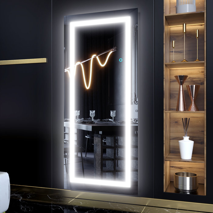 Wrought Studio Daivian Rectangle LED Metal Wall Mirror | Wayfair