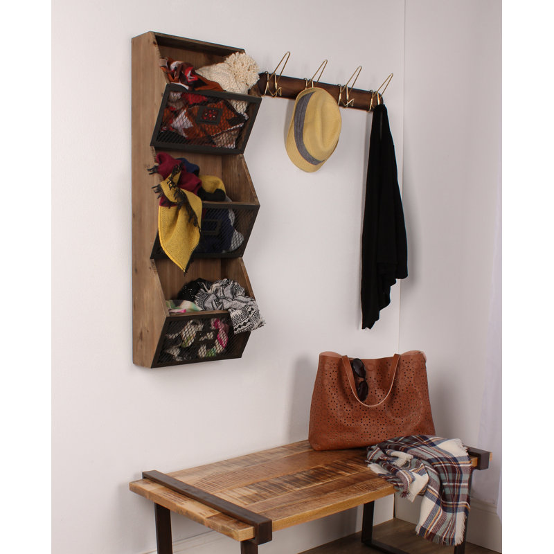 DSOV Burdock 13" x 37" x 7.5" Rustic Wood and Metal Wall Vertical ...