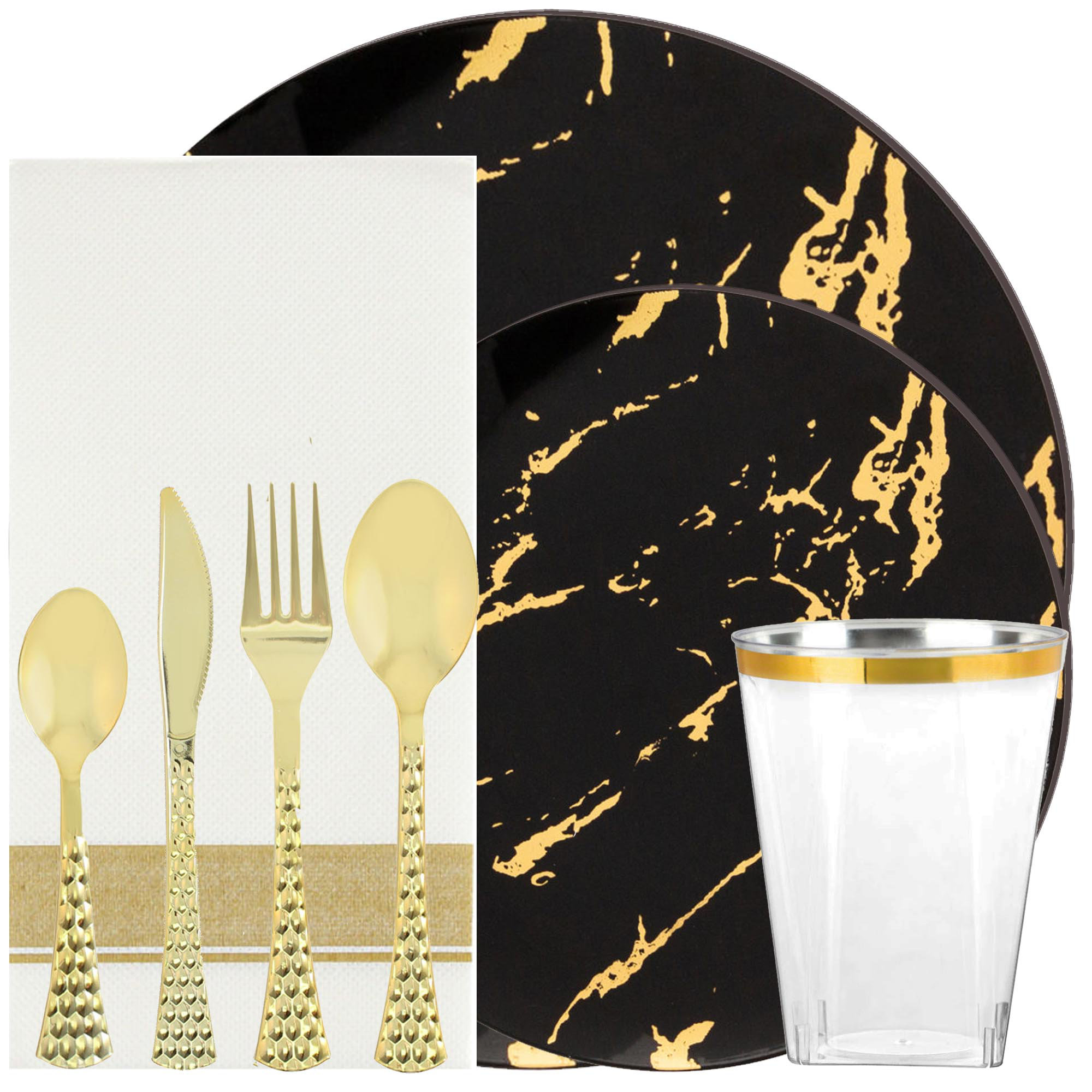 Ecoquality Tableware Disposable Plastic Plates Dinner Party Stroke ...