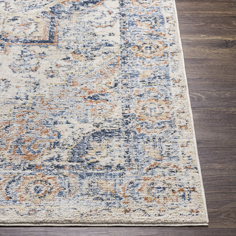 Steelside™ Randall Performance Ivory/Blue/Rust Rug & Reviews | Wayfair