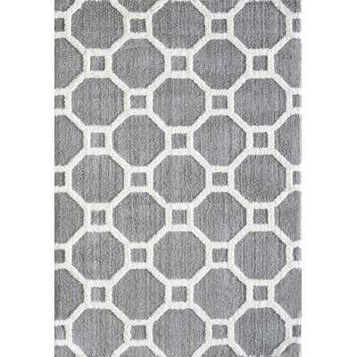 Mercer41 Kempf Silver/White Area Rug | Wayfair
