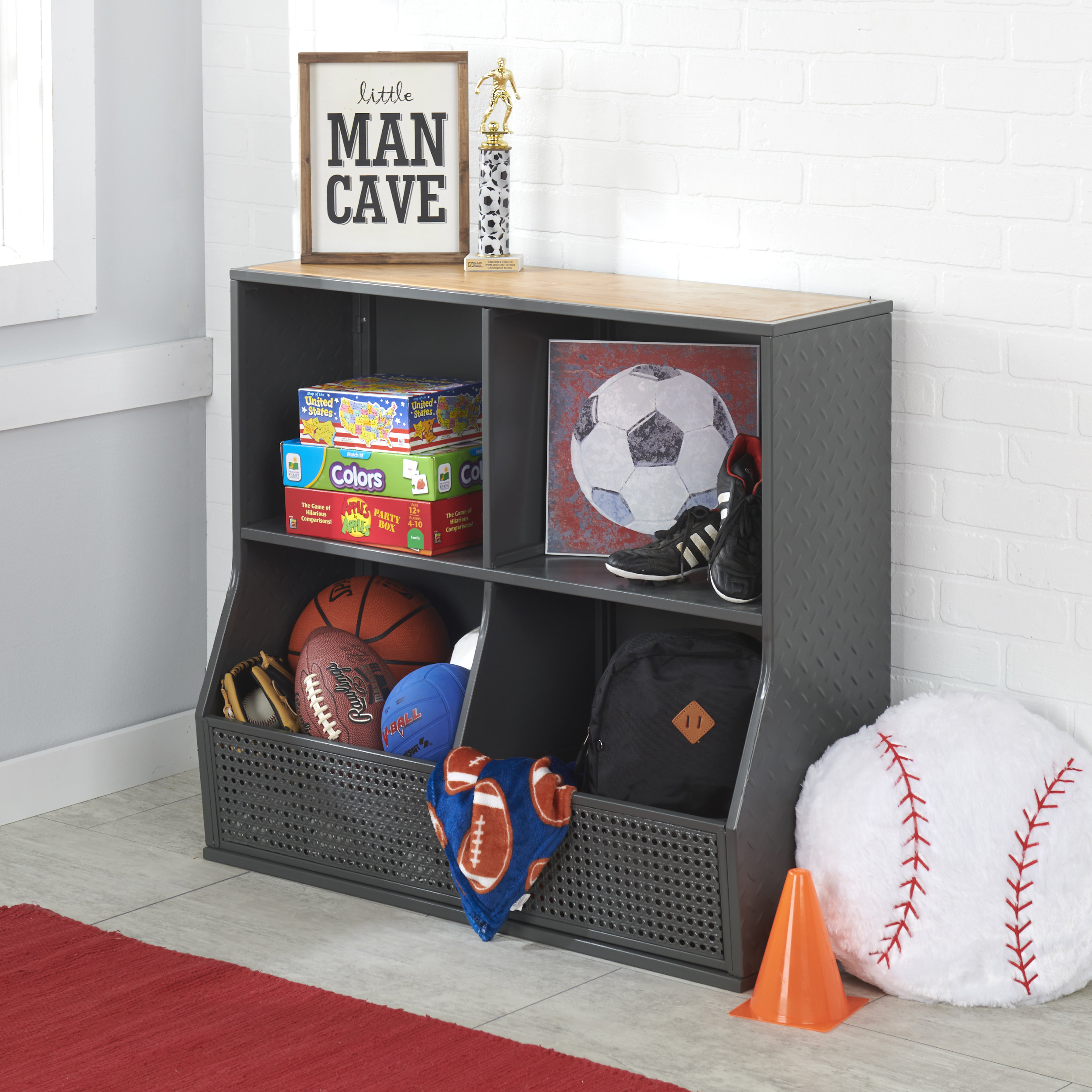 Isabelle & Max™ Metal And Bamboo Multi-Bin Storage Cubby - Charcoal ...