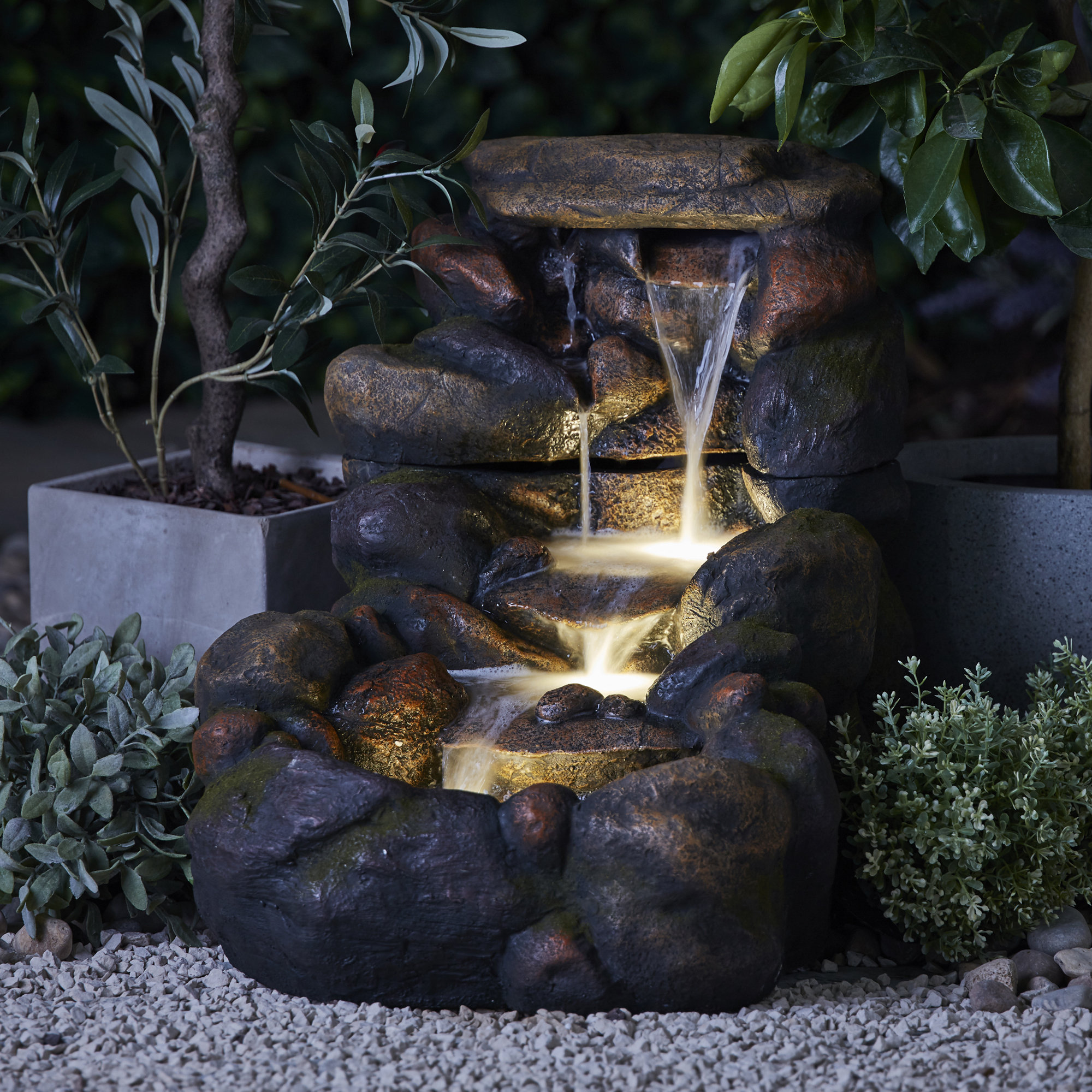 Dakota Fields Lindesay Resin Tall Tumbling Rock Wall Water Feature with ...