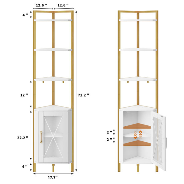Wade Logan® Andros 71.2'' H x 17.7'' W 6-Tier Steel Corner Bookcase ...