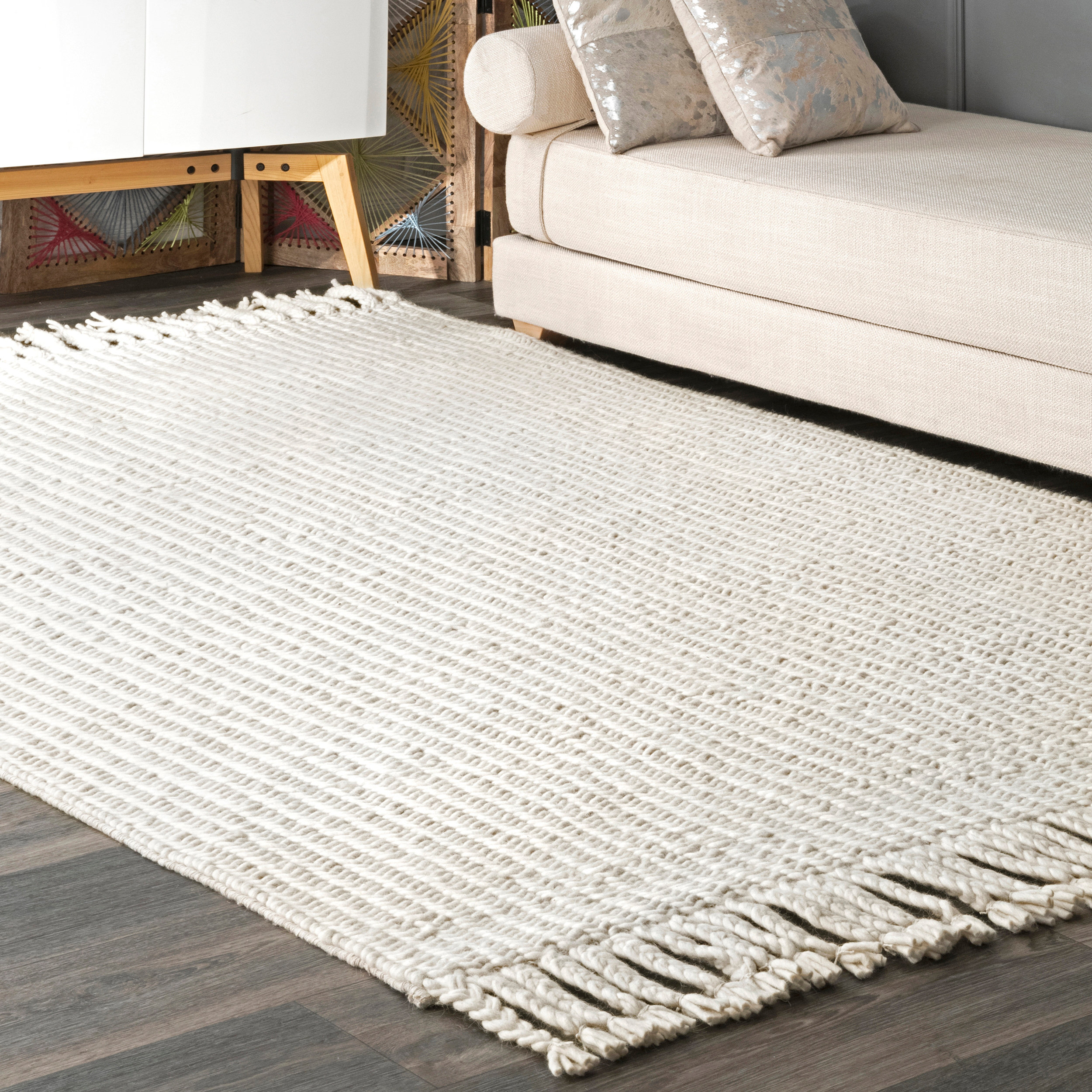 Gracie Oaks Sinclair Handmade Flatweave Wool Off White Rug & Reviews ...