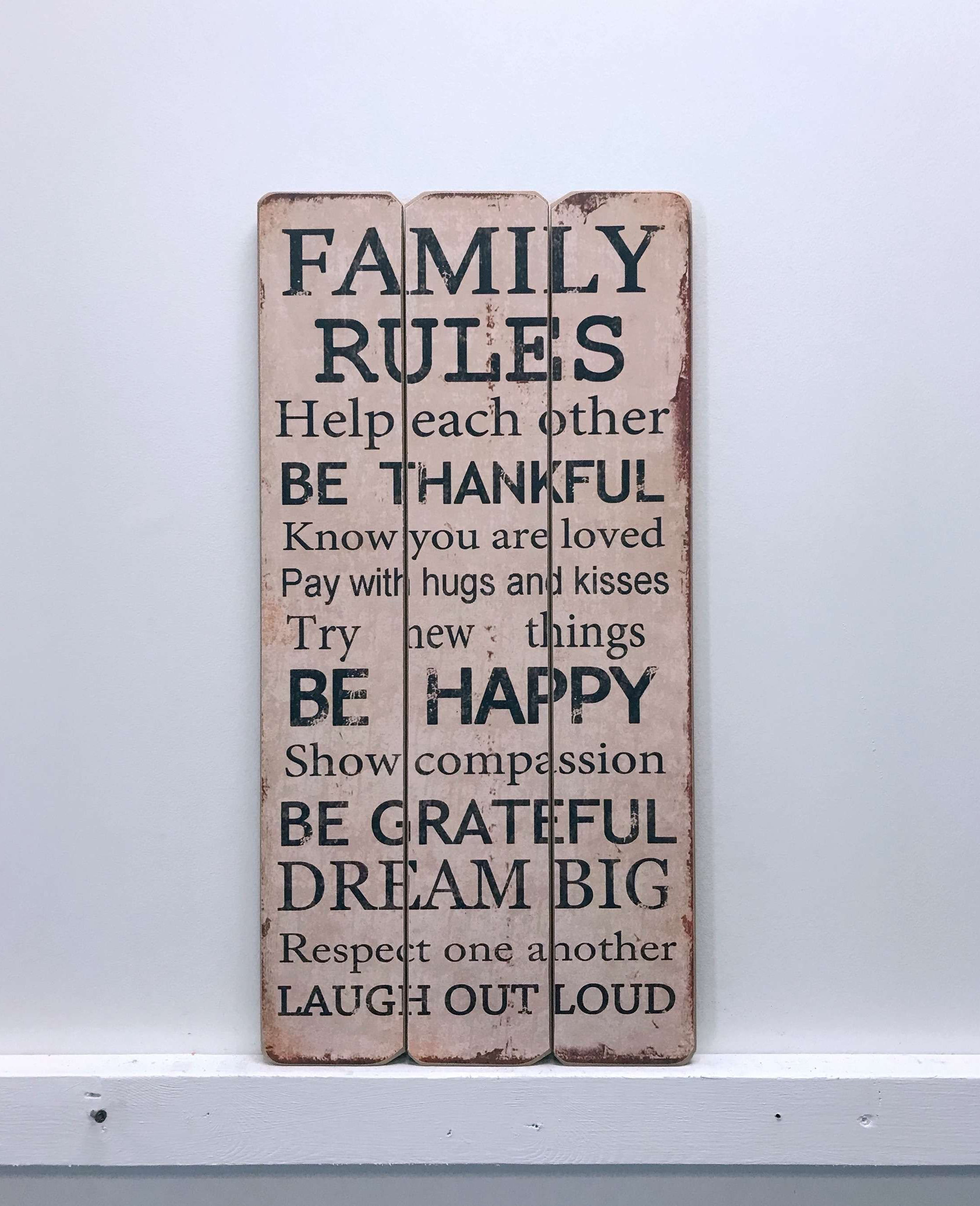 Millwood Pines Family Rules Wooden Sign Wall Décor | Wayfair