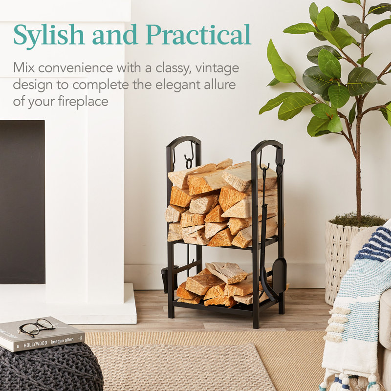 Winston Porter Abhik 17'' W Metal Log Rack & Reviews | Wayfair