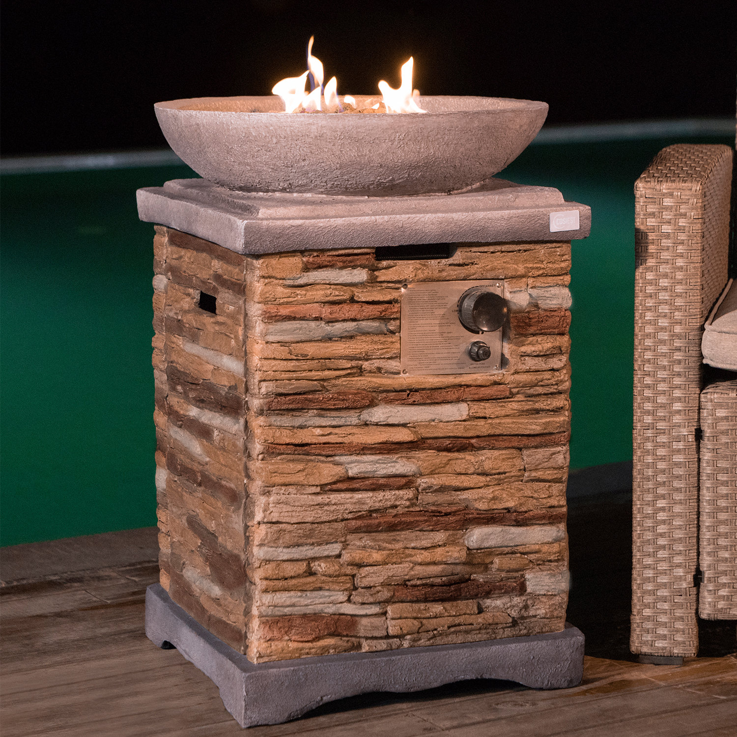 Ebern Designs Scriber 29'' H x 20'' W Concrete Propane Outdoor Fire ...