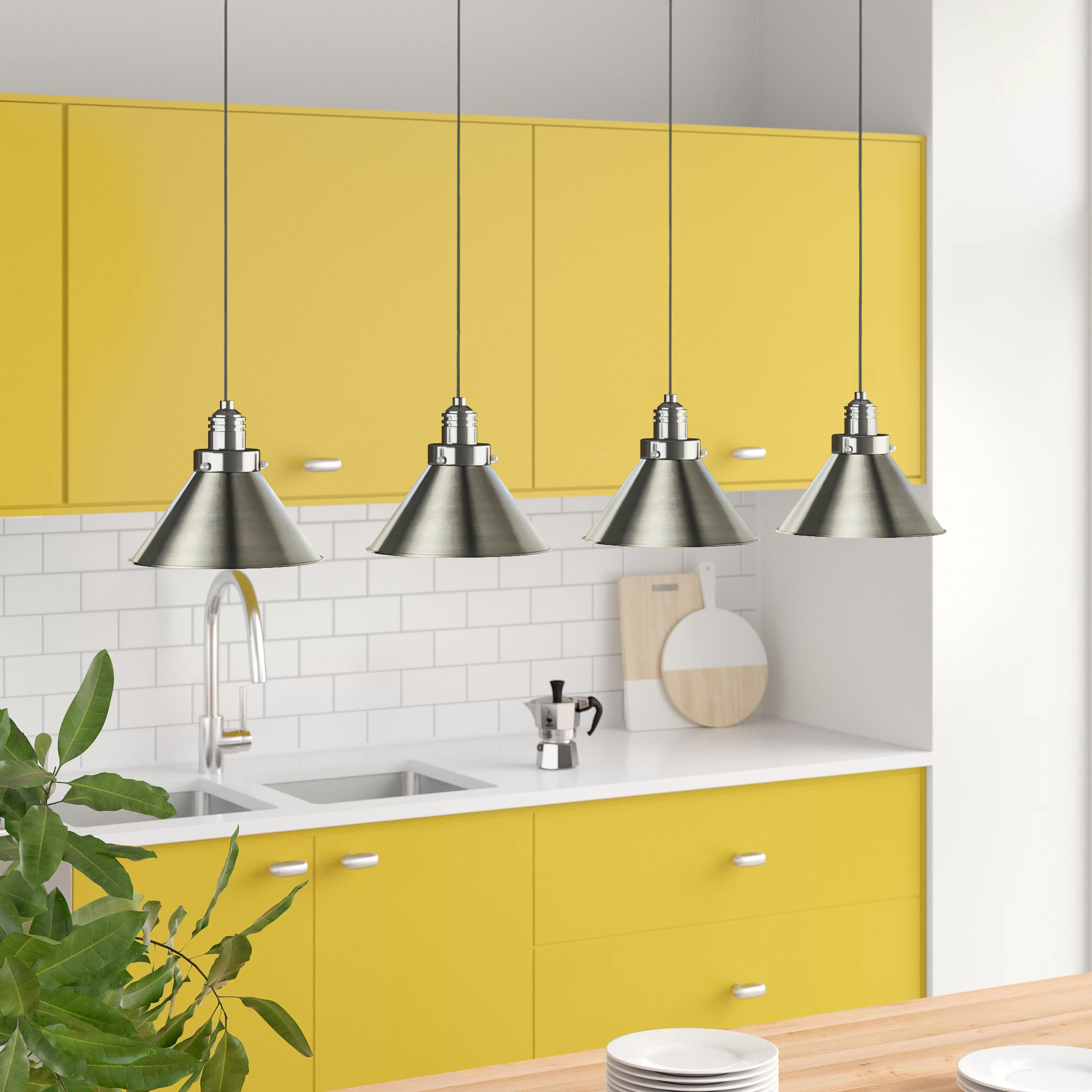 Zipcode Design™ Cecil 4 - Light Kitchen Island Cone Pendant | Wayfair