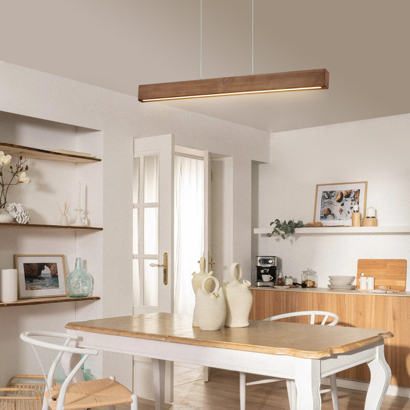 Latitude Run® 1 Light Kitchen Linear Led Pendant With Wood Accents ...