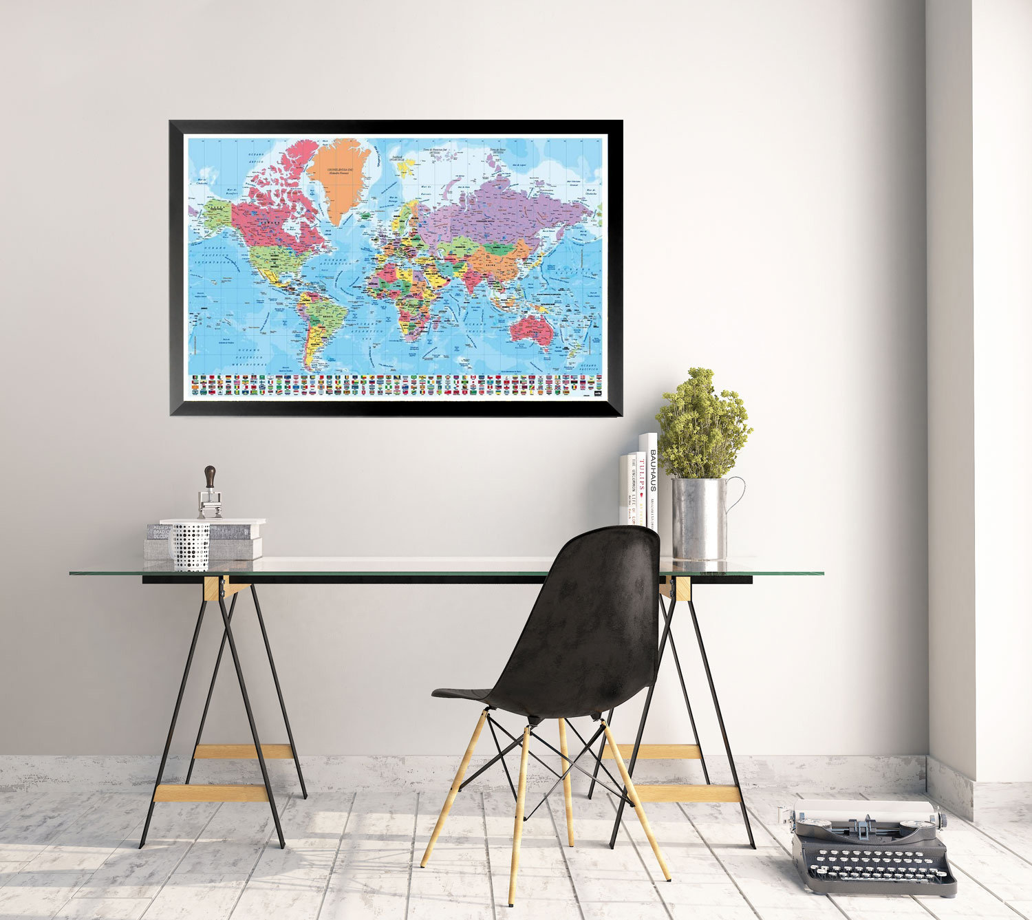 Trinx FRAMED Colorful World Map 36x24 MAPS Art Print Poster Maps of the ...