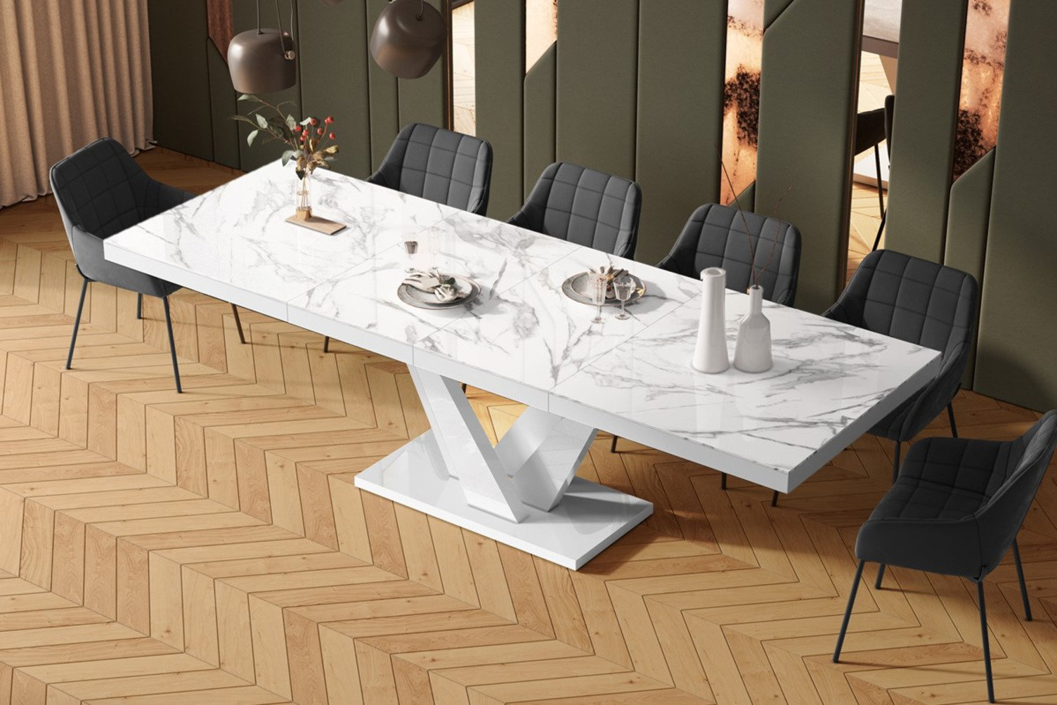 Wrought Studio Chenika Extendable Pedestal Dining Table | Wayfair