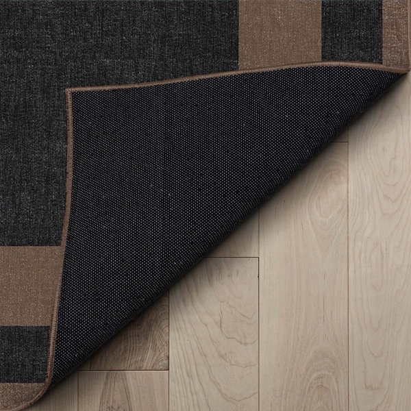 Well Woven Border Plain Black Flat-Weave Area Rug | Wayfair