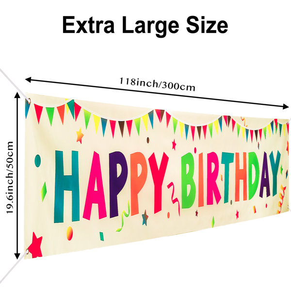 VUDECO Large Yellow Happy Birthday Banner Party Decor | Wayfair