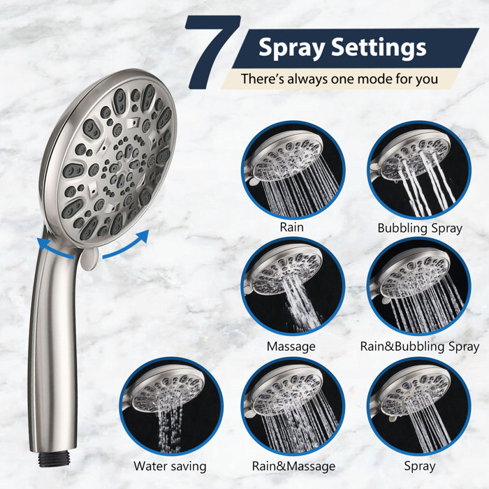 MAXWELL Slide Bar Combo Rain Showerhead 7-Setting Hand, Dual Shower ...