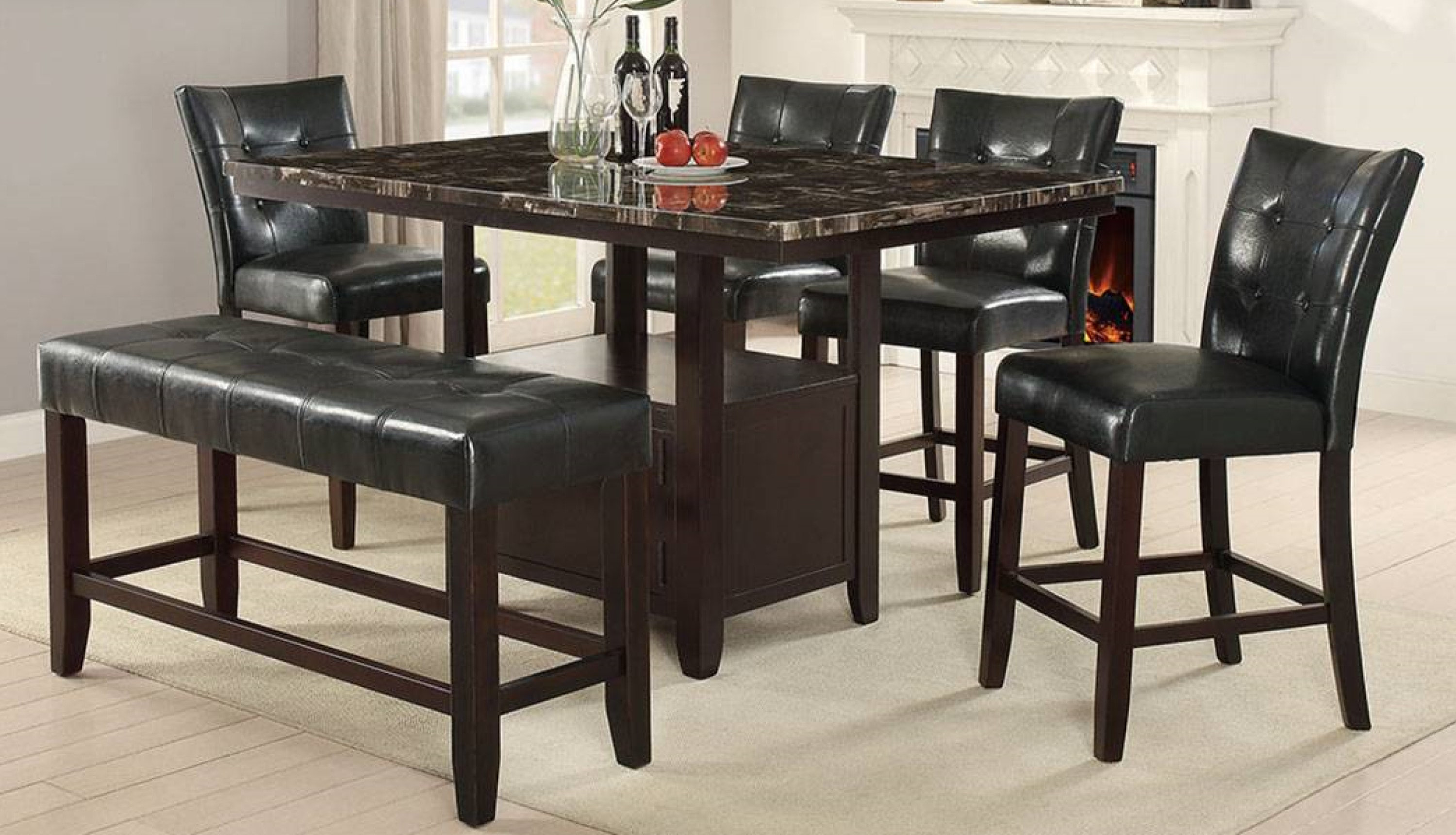 F&L Homes Studio Abramnni Dining Set -- 1 Height Tabel 4 High Chairs 1 ...