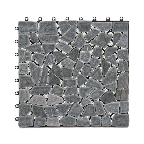 Symple Stuff 30 x 30cm Natural Stone Pebble Tile in Grey | Wayfair.co.uk