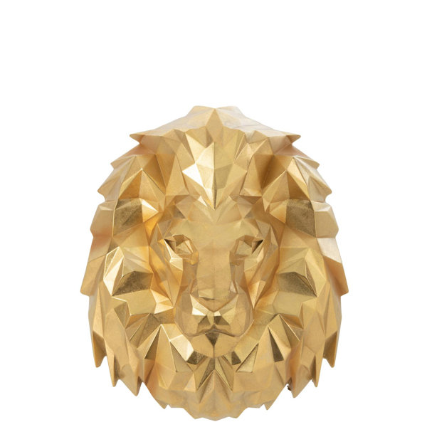 Rosdorf Park Wall Deco Lion Origami Resin Gold | Wayfair.co.uk