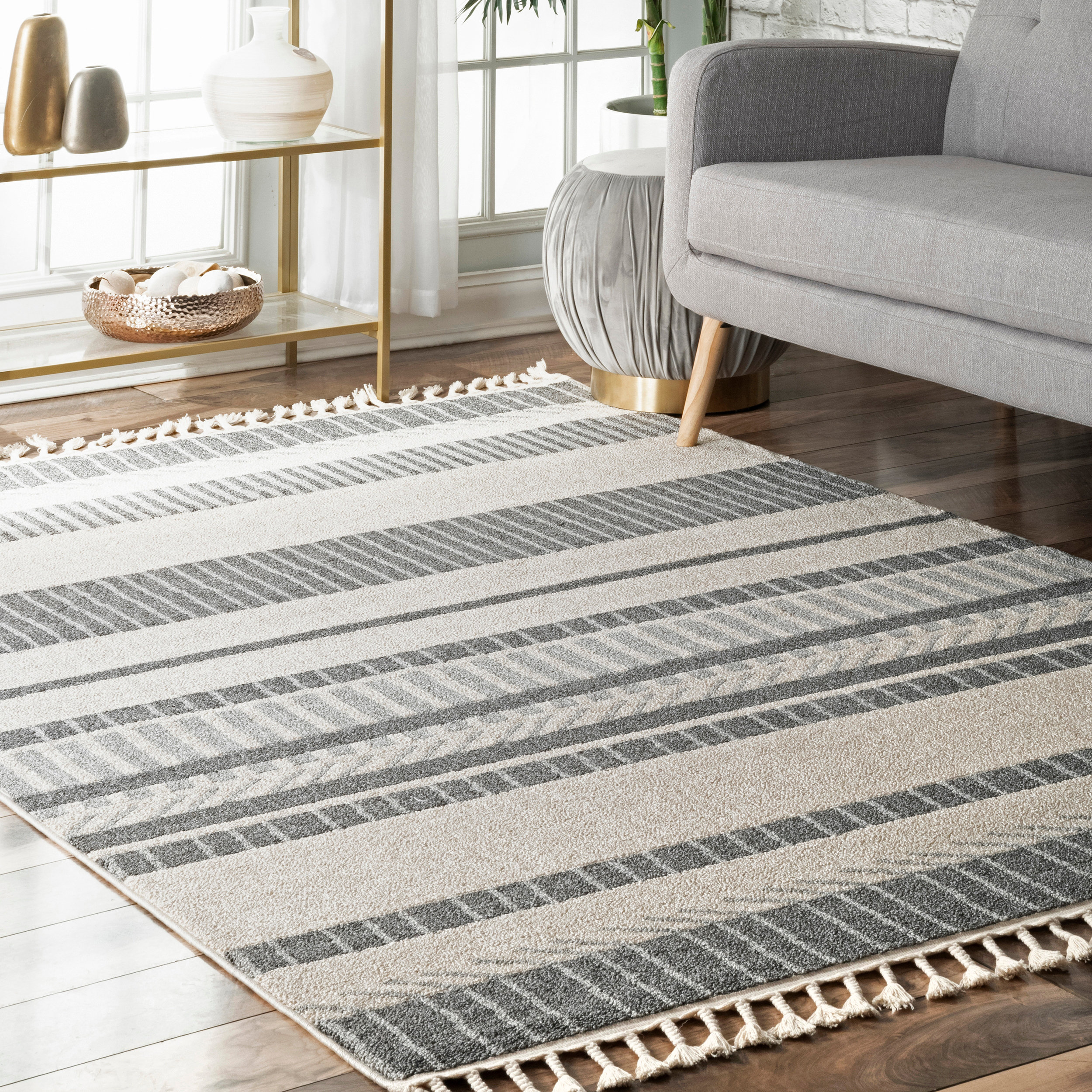 Gracie Oaks Dirksen Beige/Gray Area Rug & Reviews | Wayfair