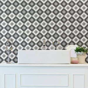 Merola Tile Twenties Vertex Mini 4" x 4" Ceramic Patterned Wall & Floor ...