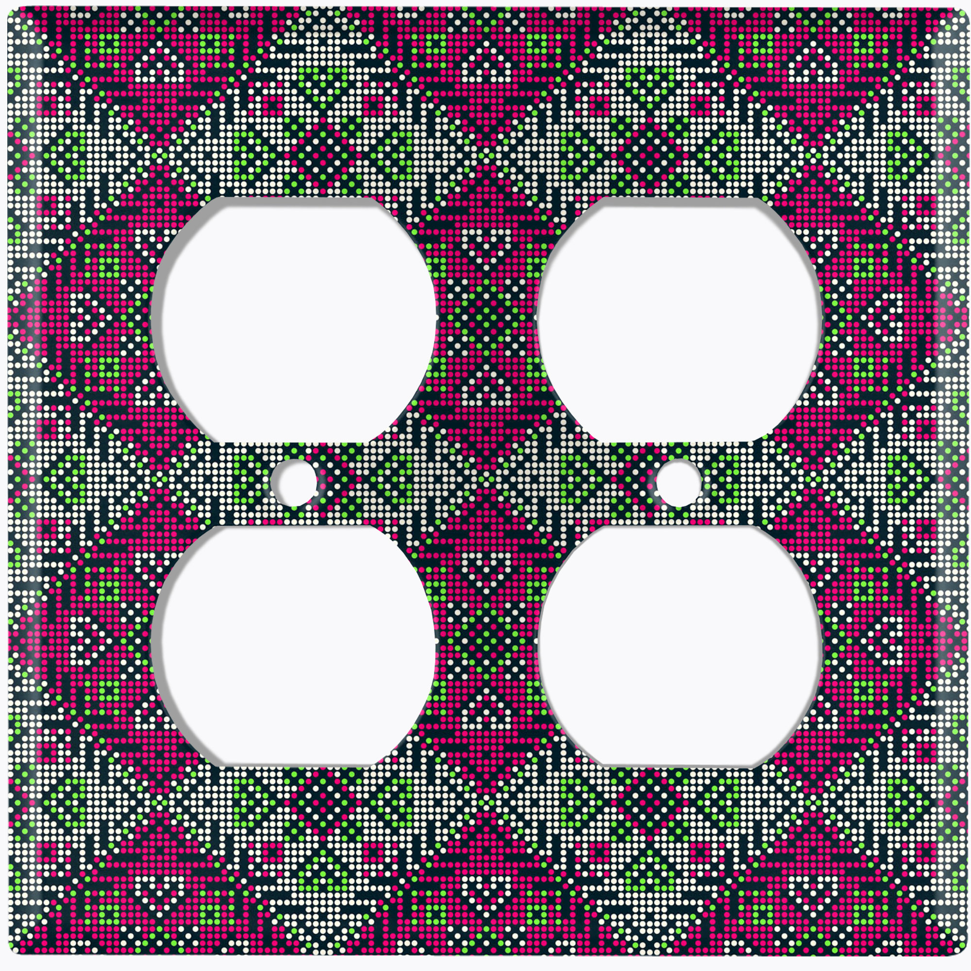 WorldAcc Vintage Carpet Rug Pink Green Tile Pattern 2-Gang Duplex ...