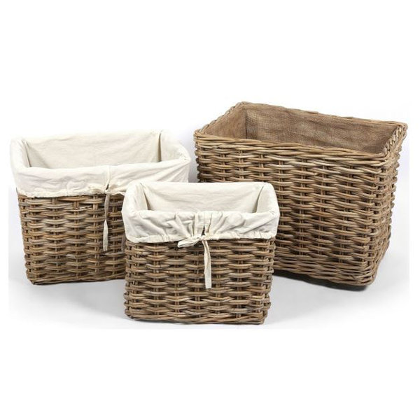 Red Hamper Lined Rectangular Wicker Log Carrier | Wayfair.co.uk