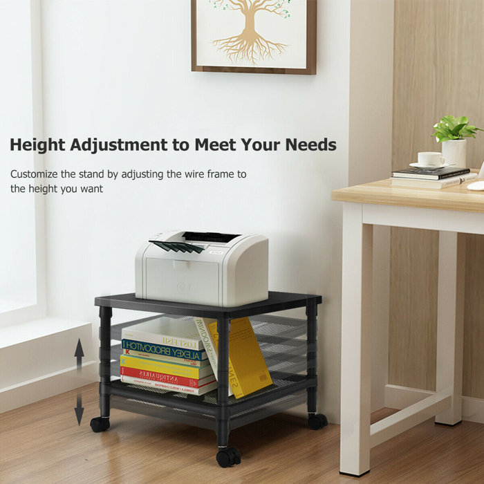 clihome Rolling Under-Desk Mobile Printer Stand with Storage Shelf for ...