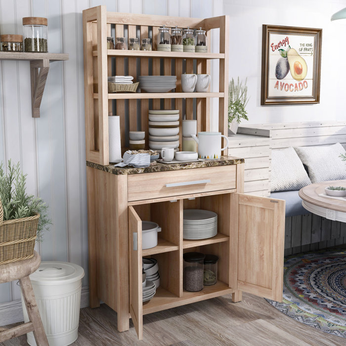 Lark Manor Elenora 31'' Wood Standard Baker's Rack with Wooden Shelves ...