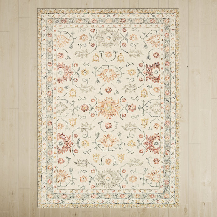 Aden Handmade Wool Ivory/Rust Rug & Reviews | Birch Lane