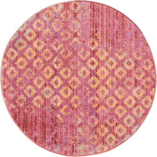 Wrought Studio Kyng 100% Space Dyed Polyester Pink/Gold Rug & Reviews ...
