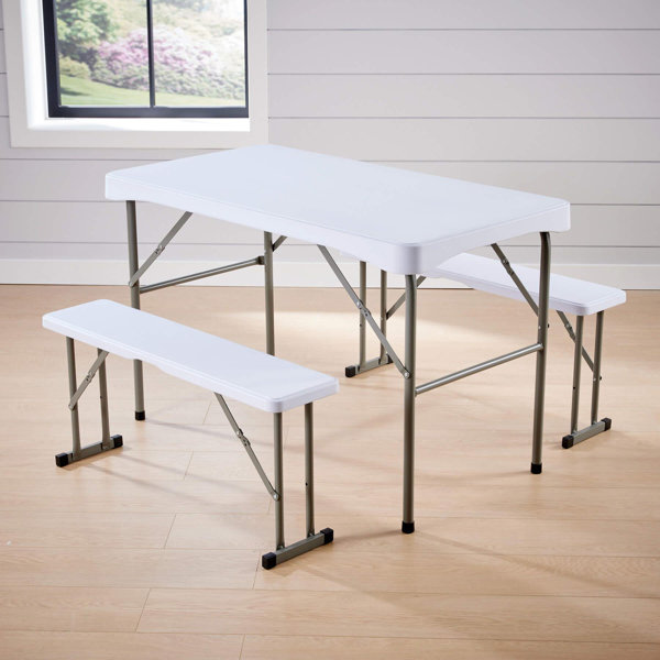 Inbox Zero 61.5cm Plastic Rectangular Portable Folding Table with 2 ...