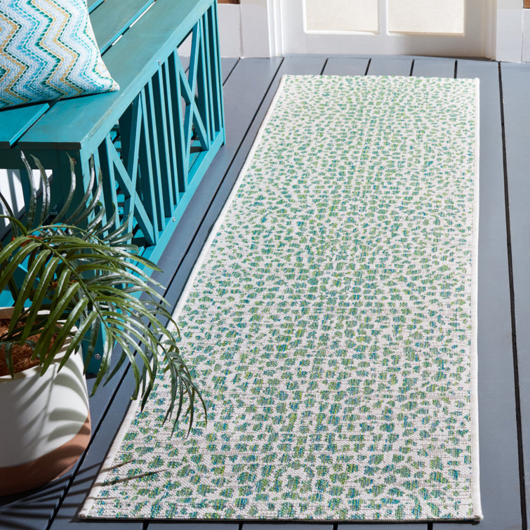 Wade Logan® Animal Print Ivory/Green Indoor / Outdoor Area Rug ...