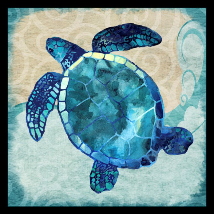 Highland Dunes Ocean Sea Turtle - Colorful Blue Green Coastal Nautical ...