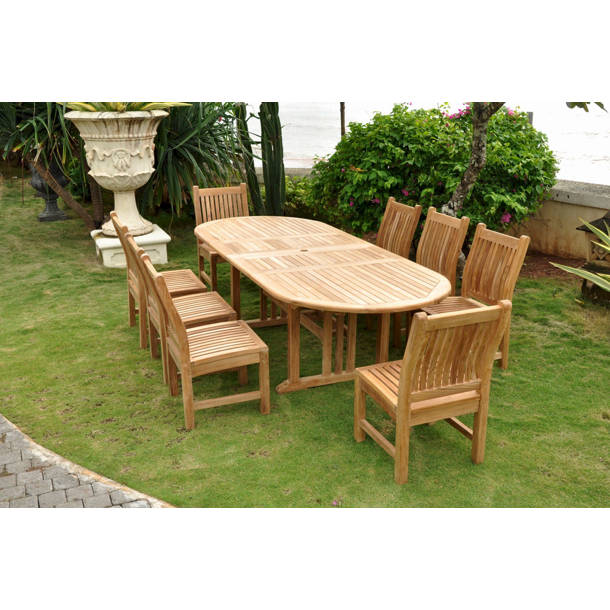 Arlmont & Co. Kia Extendable Teak Fliptop Outdoor Dining Table ...