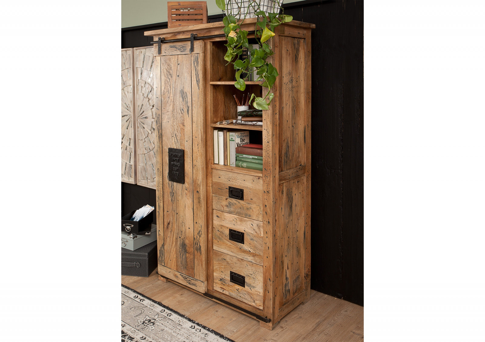 Massivmoebel24 Railway 1 Door Wardrobe | Wayfair.co.uk