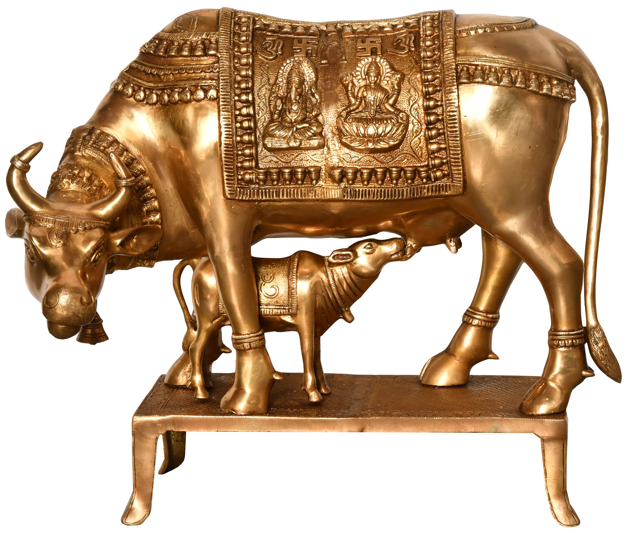 Exotic India Cow And Calf - Saddle Decorated With Lakshmi Ganesha | Wayfair