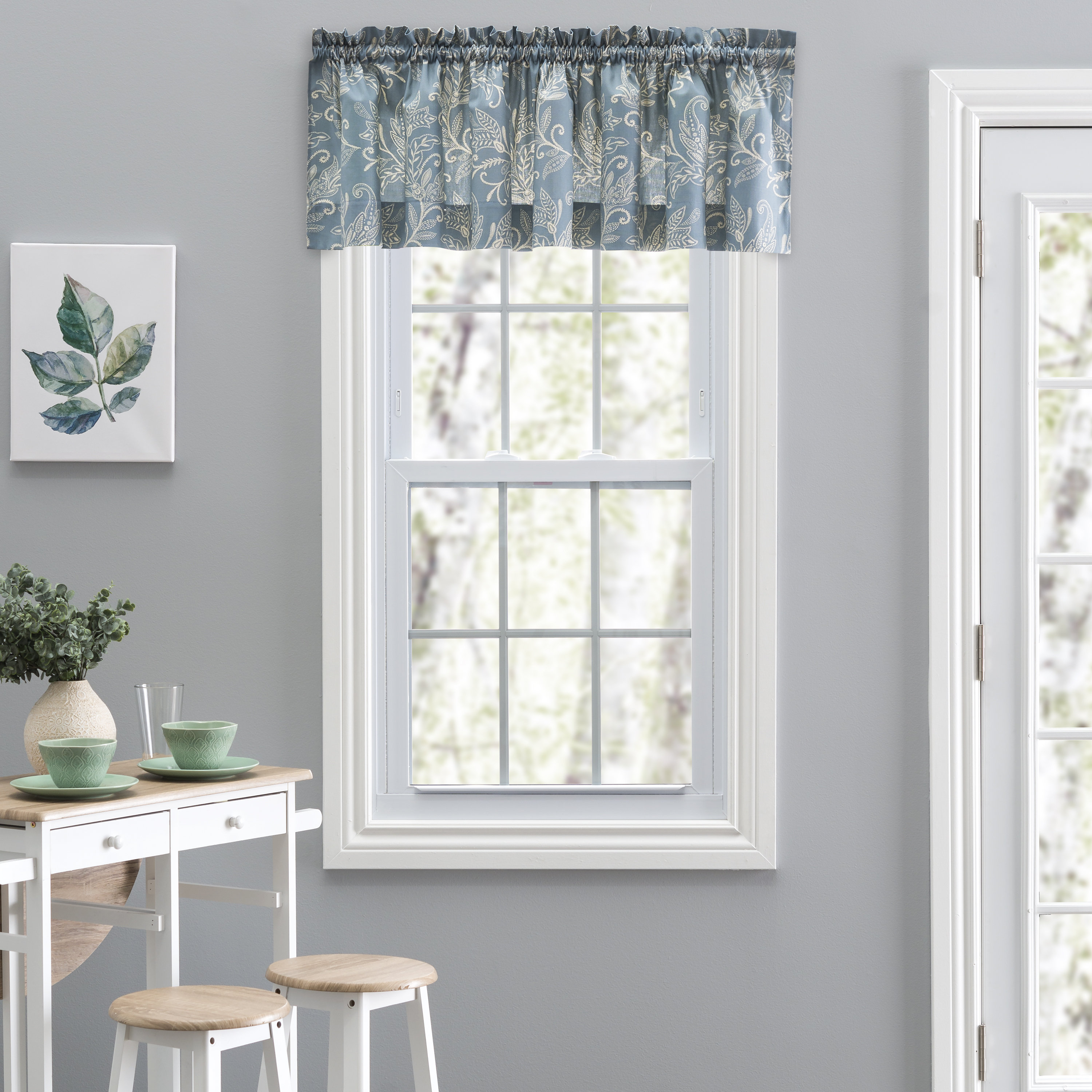 Charlton Home® Sanita Floral Cotton Tailored 58'' Window Valance ...